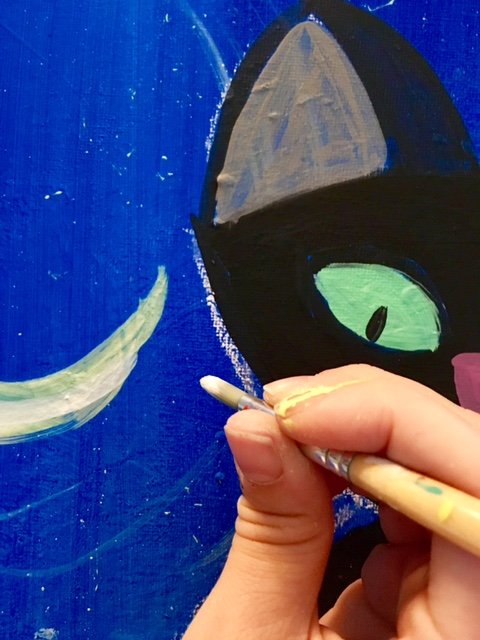How To Paint A Halloween Cat - Step By Step Acrylic Painting