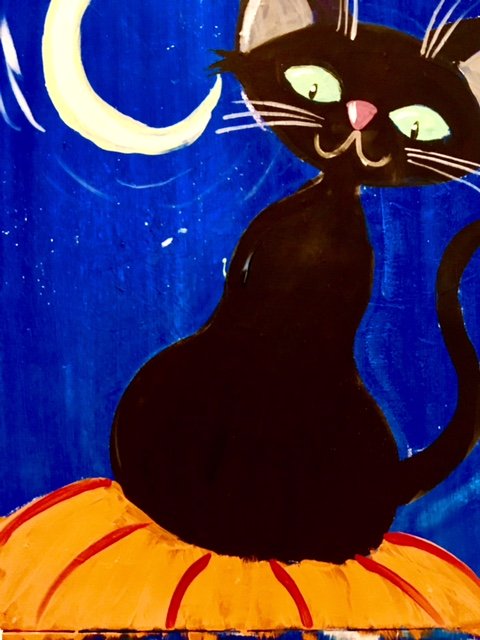 How To Paint A Halloween Cat - Step By Step Acrylic Painting