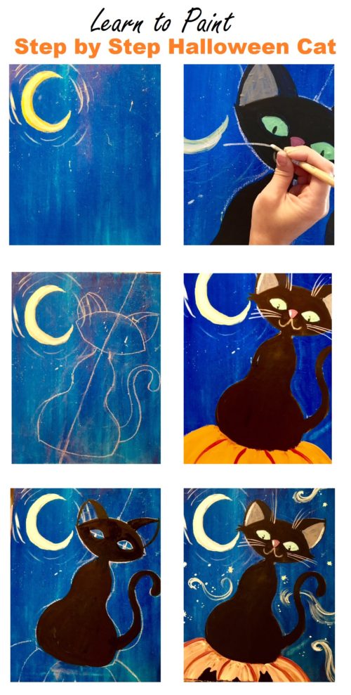 How To Paint A Halloween Cat - Step By Step Acrylic Painting