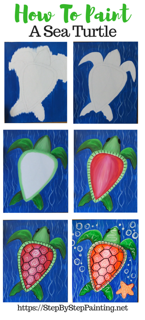 Sea Turtle Painting - Step By Step Acrylic Tutorial - For Beginners