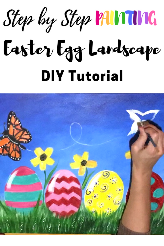 Easter Canvas Painting - How To Paint an Easter Egg Landscape