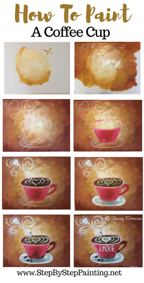 Coffee Cup Painting - Step By Step Painting For Beginners