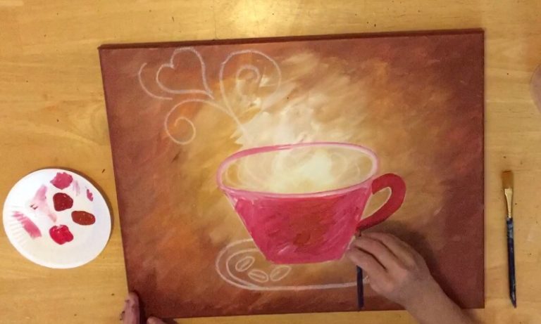 Coffee Cup Painting - Step By Step Painting For Beginners