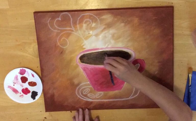Coffee Cup Painting - Step By Step Painting For Beginners