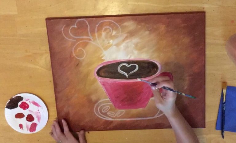 Coffee Cup Painting - Step By Step Painting For Beginners