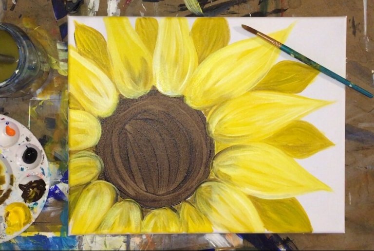 How To Paint A Sunflower - Step By Step Painting - Tutorial