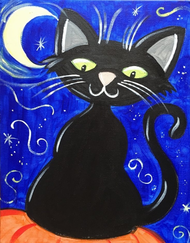 Kids Painting Halloween Cat - Tracie Kiernan - Step By Step Painting