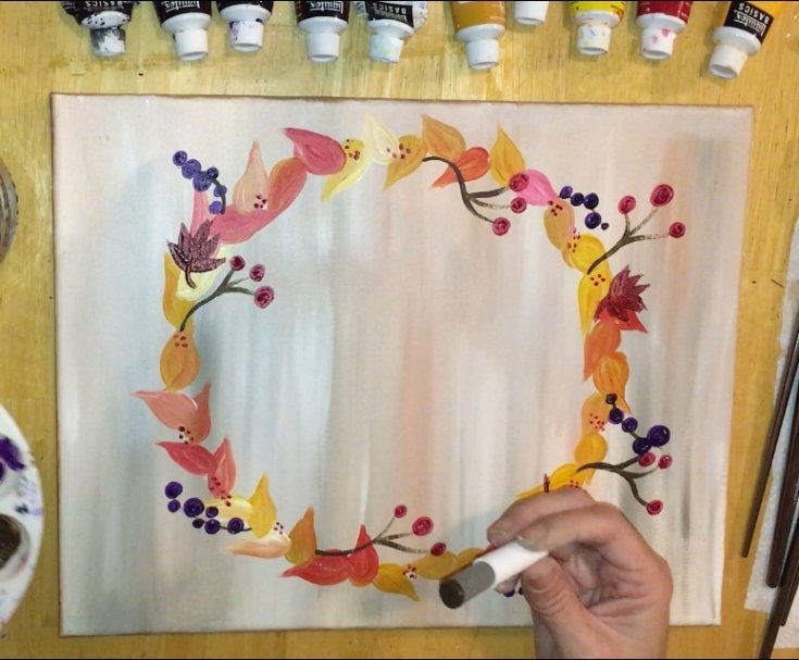 How To Paint A Fall Wreath - Step By Step Painting