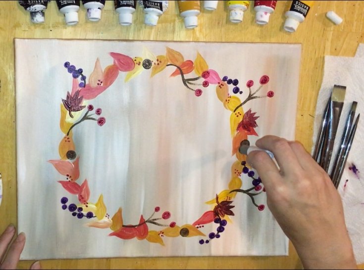 How To Paint A Fall Wreath - Step By Step Painting