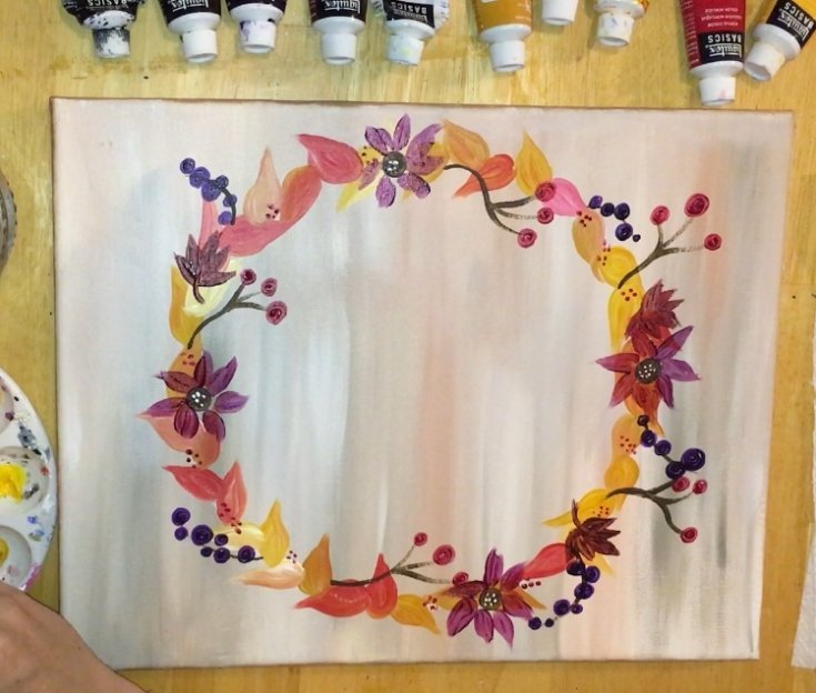 How To Paint A Fall Wreath - Step By Step Painting