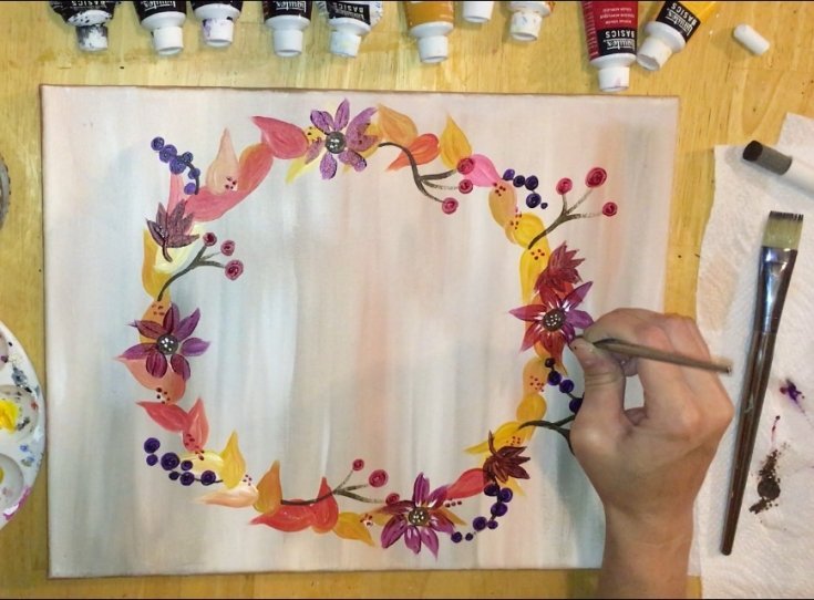 How To Paint A Fall Wreath - Step By Step Painting