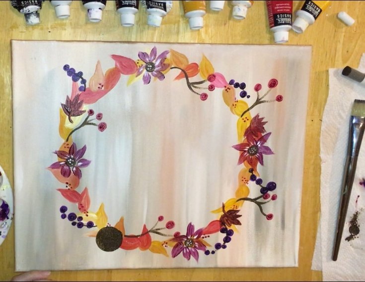How To Paint A Fall Wreath - Step By Step Painting