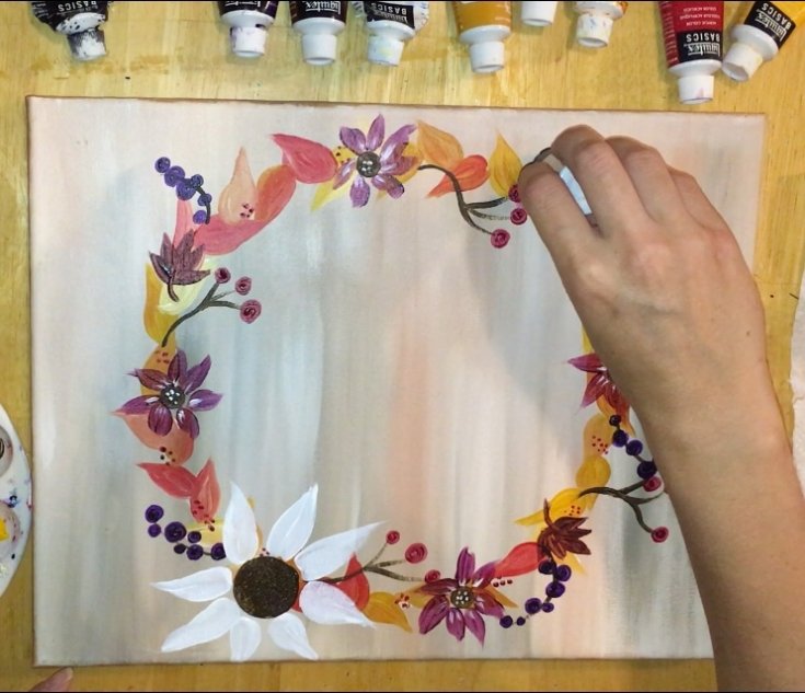 How To Paint A Fall Wreath - Step By Step Painting
