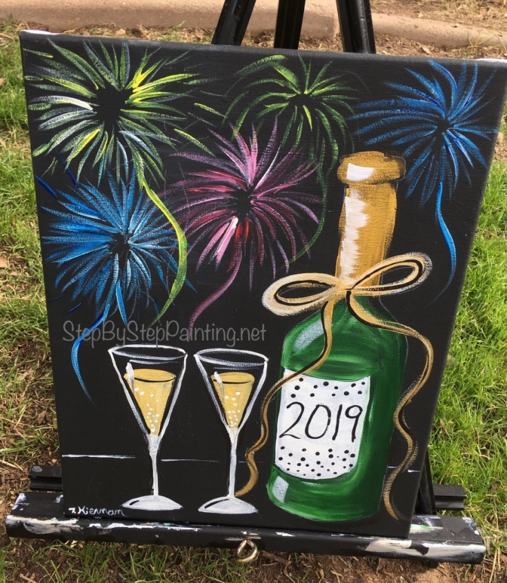 New Year Painting - Online Step By Step Acrylic Tutorial