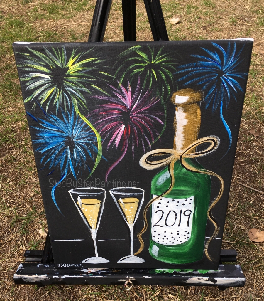 New Year Painting - Online Step By Step Acrylic Tutorial