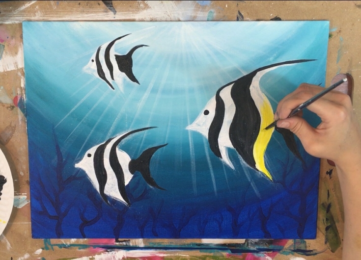 Underwater Painting - Step By Step Acrylic Tutorial - With Pictures