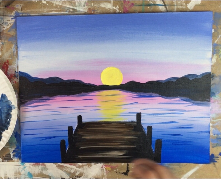 How To Paint A Sunset Lake Pier - Tracie Kiernan - Step By Step Painting
