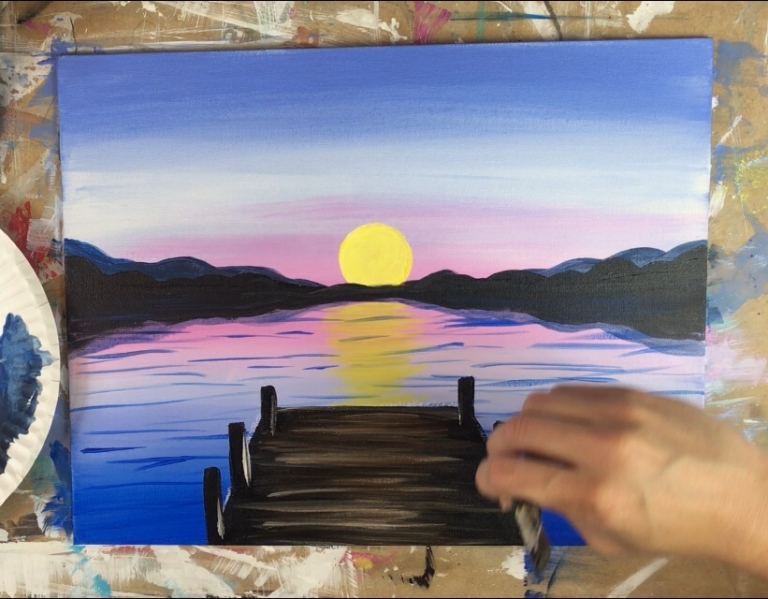 How To Paint A Sunset Lake Pier - Tracie Kiernan - Step By Step Painting
