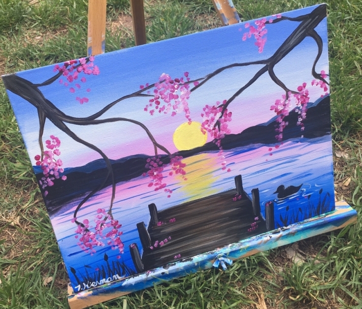 How To Paint A Sunset Lake Pier - Tracie Kiernan - Step By Step Painting
