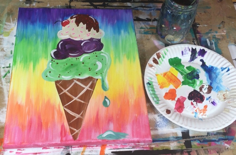 Ice Cream Cone Painting - Step By Step Tutorial For Beginners