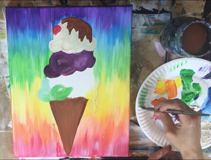 Ice Cream Cone Painting - Step By Step Tutorial For Beginners