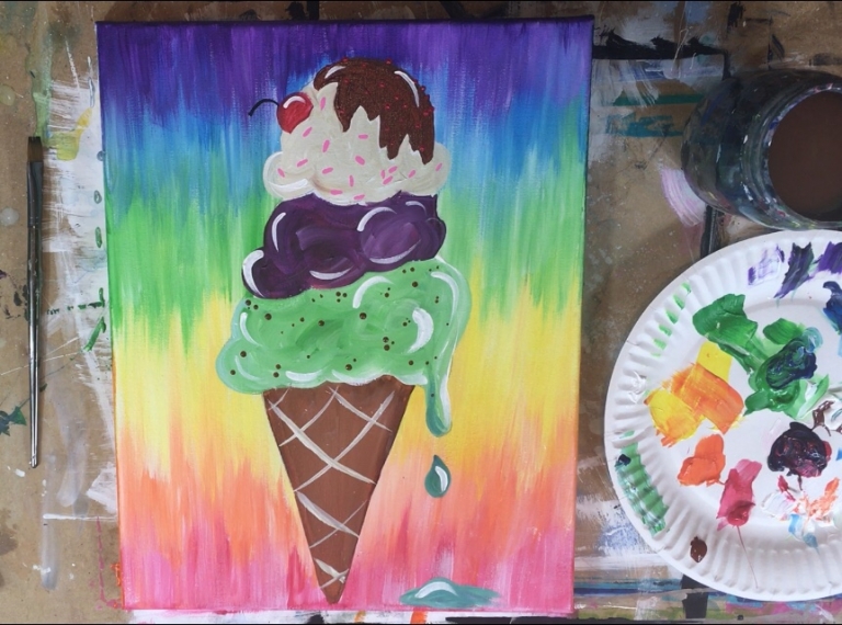 Ice Cream Cone Painting - Step By Step Tutorial For Beginners