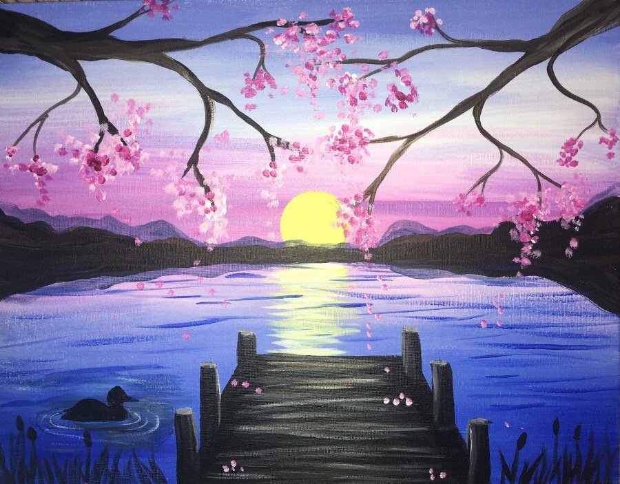 Sunset Paintings On Canvas - Step By STep Painting