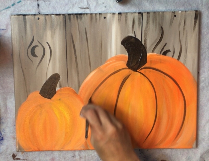 How To Paint Pumpkins On Canvas - Step By Step Painting
