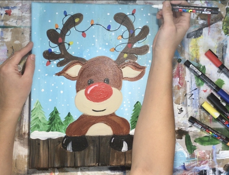 How To Paint A Cute Rudolph - Tracie Kiernan - Step By Step Painting