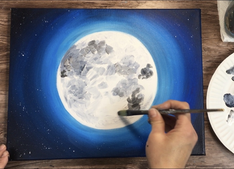 How To Paint A Moon - Step By Step Beginner Acrylic Tutorial