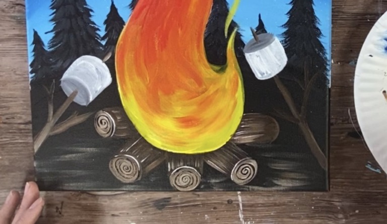 Campfire Painting - Step By Step Acrylic Tutorial - For Beginners