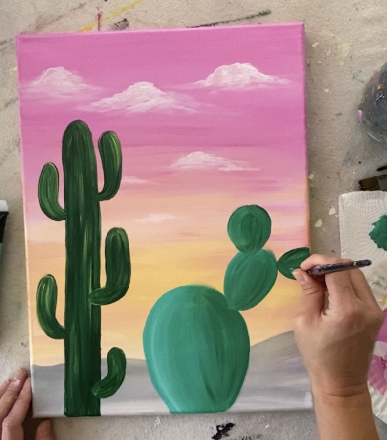 Easy Cactus Painting “Desert Golden Hour” - Tracie Kiernan - Step By ...