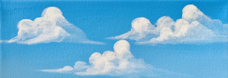 How To Paint Clouds - Simple Puffy Clouds - Step By Step Painting