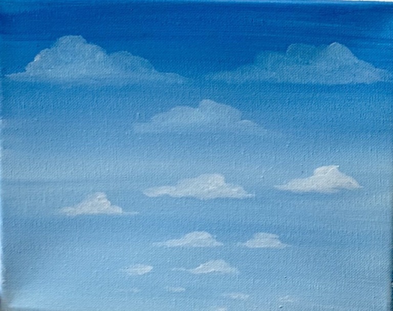 How To Paint Clouds - Simple Puffy Clouds - Step By Step Painting