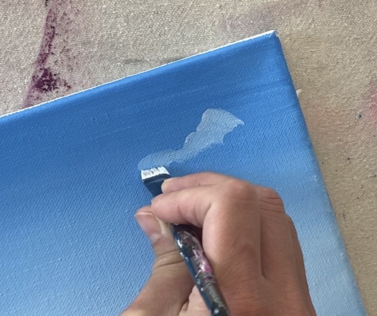 How To Paint Clouds - Simple Puffy Clouds - Step By Step Painting