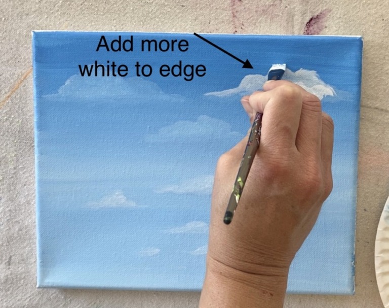 How To Paint Clouds - Simple Puffy Clouds - Step By Step Painting