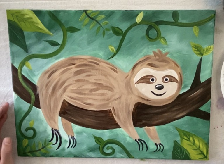 Sloth Painting - Step By Step Painting - Beginner Online Lesson