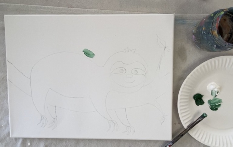 Sloth Painting - Step By Step Painting - Beginner Online Lesson