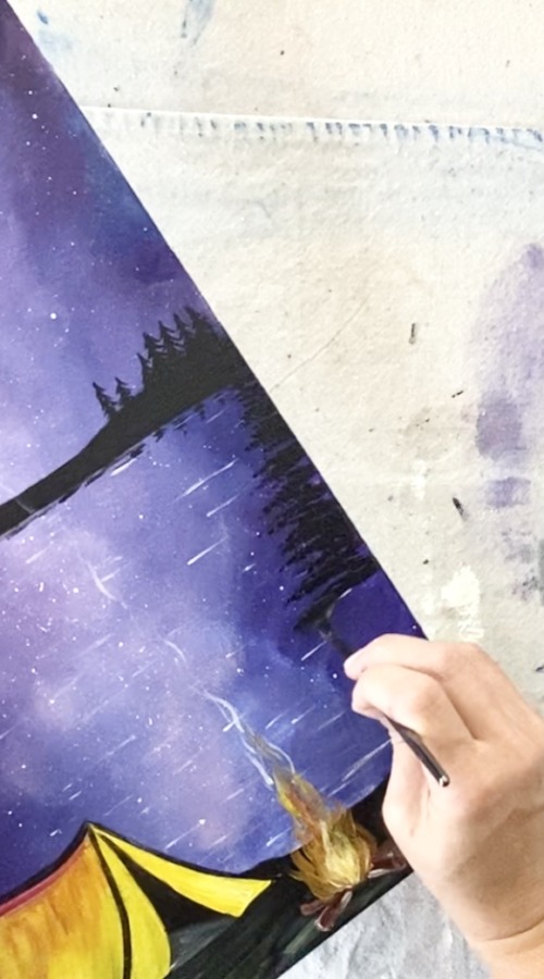 Galaxy Campsite Acrylic Painting Tutorial - Tracie Kiernan - Step By ...