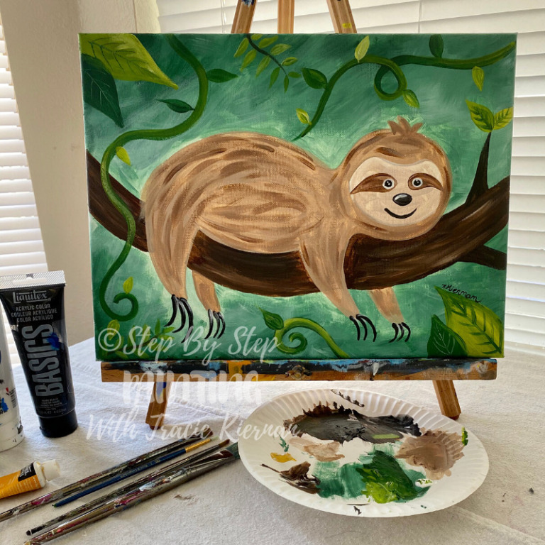 Sloth Painting - Step By Step Painting - Beginner Online Lesson