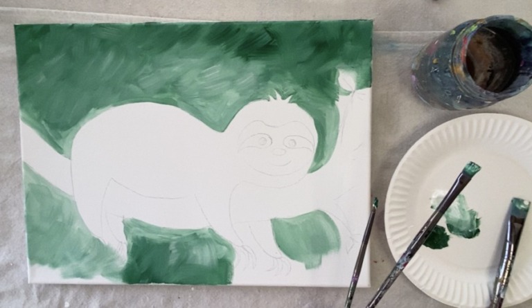 Sloth Painting - Step By Step Painting - Beginner Online Lesson