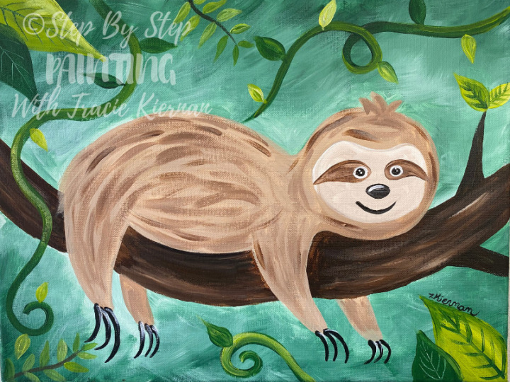 Sloth Painting - Step By Step Painting - Beginner Online Lesson