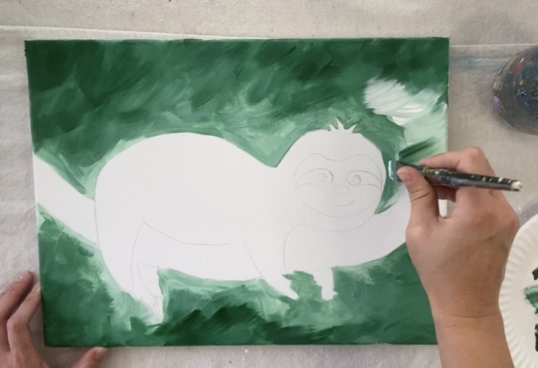 Sloth Painting - Step By Step Painting - Beginner Online Lesson