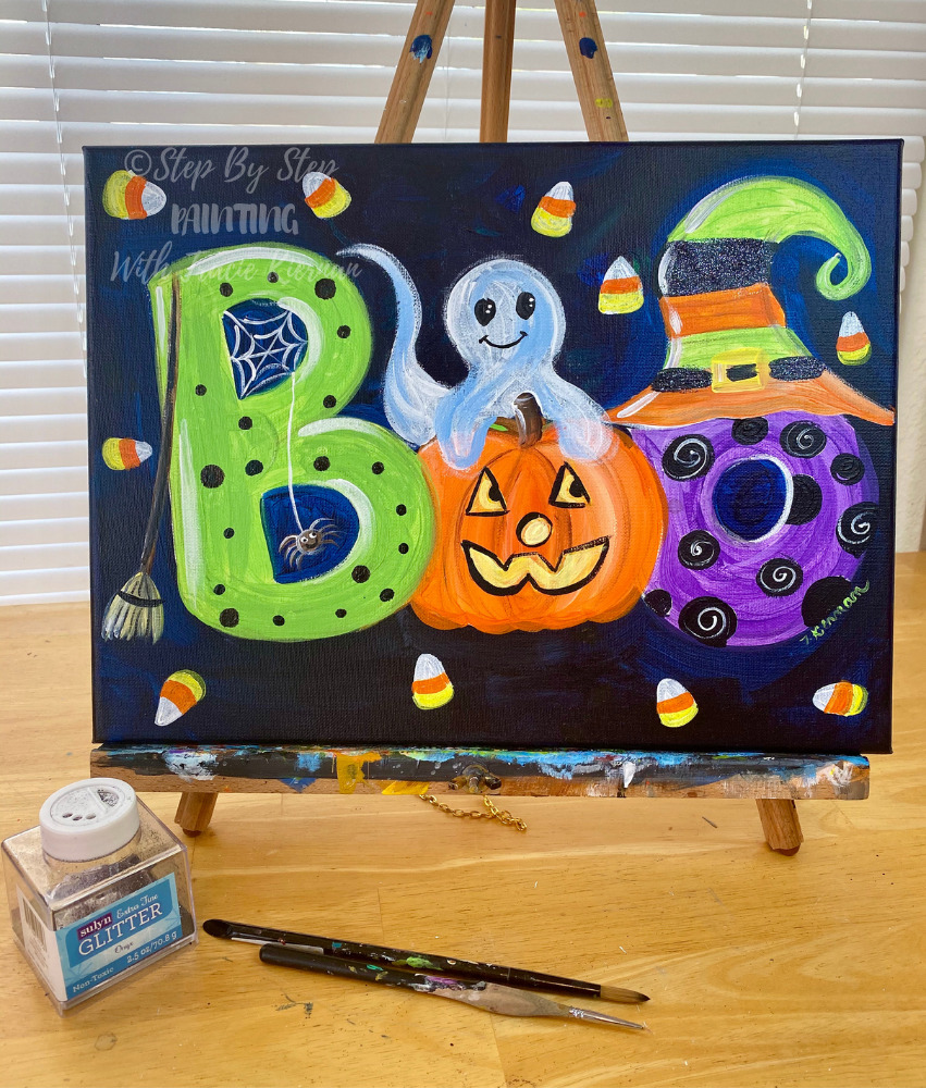 "Boo" Halloween Letters Painting Tutorial - Tracie Kiernan - Step By ...