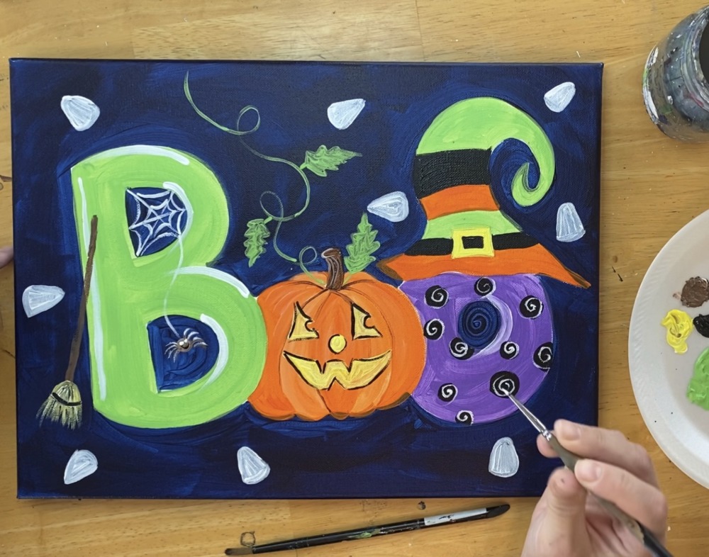 "Boo" Halloween Letters Painting Tutorial - Tracie Kiernan - Step By ...