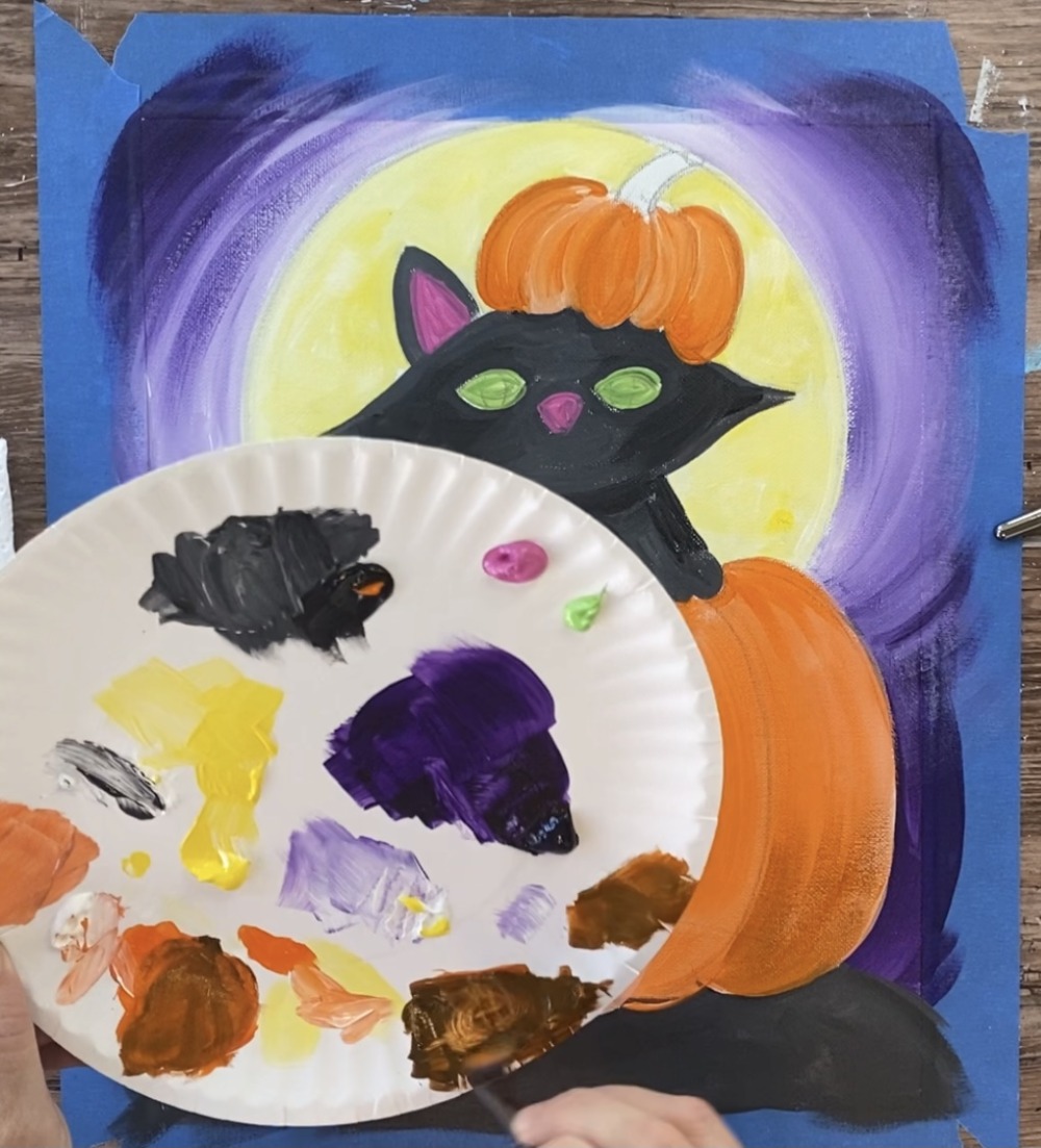 Halloween Cat Acrylic Painting - Online Tutorial