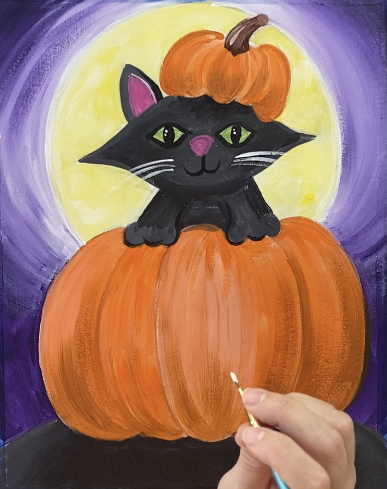 Halloween Cat Acrylic Painting - Online Tutorial