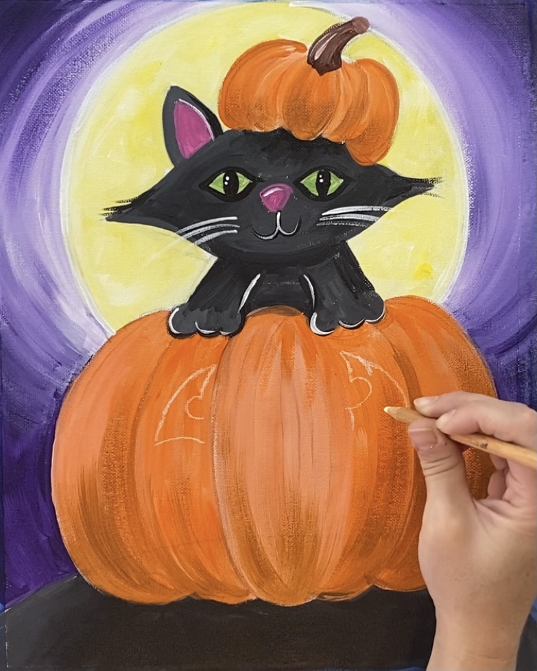 Halloween Cat Acrylic Painting - Online Tutorial