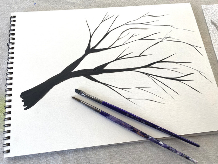 How To Paint Tree Branches With Acrylics - Step By Step Painting