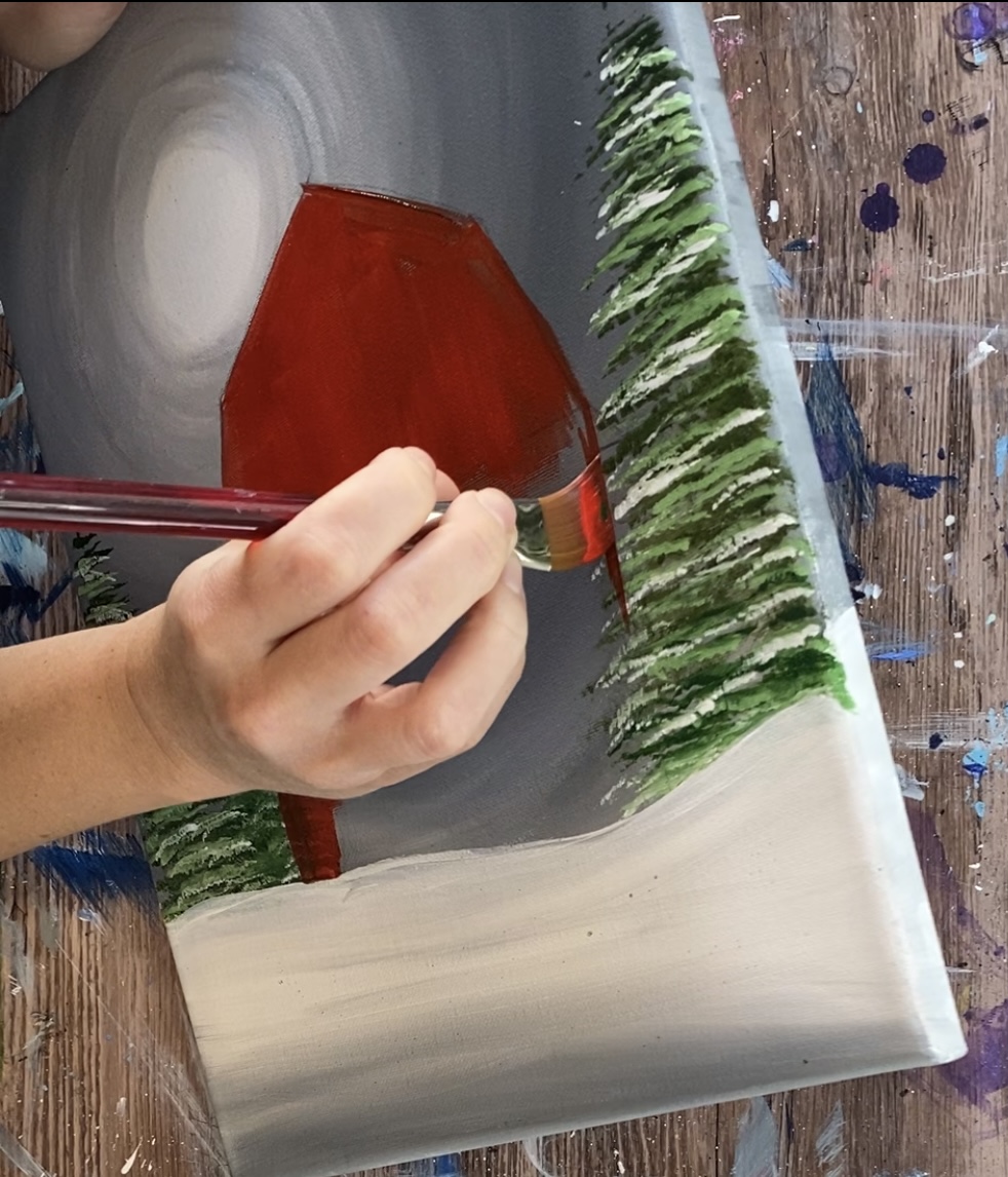 Winter Barn Painting Easy - Step By Step Painting